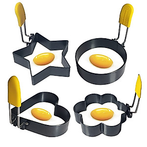 COOKSTYLE Eggs Rings, 4 Pack Stainless Steel Egg Cooking Rings, Pancake Mold for frying Eggs and Omelet, Egg Rings for Frying Eggs