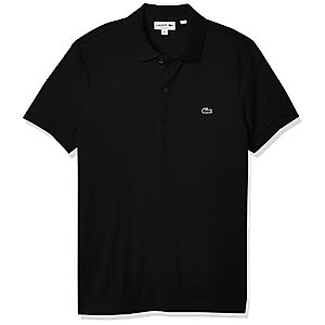 Lacoste Men's Short Sleeve Pima Jersey Interlock Regular Fit Polo, Black, X-Large