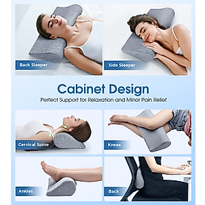 Cervical Neck Pillows for Pain Relief Sleeping, High-Density Memory Foam Pillow Neck for Bolster Support and Shoulder Relaxer, Decompression Devices Orthopedic Roll Pillow for Bed Office
