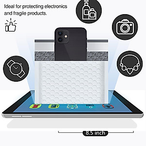 UCGOU Bubble Mailers 8.5x12 Inch White 25 Pack Poly Padded Envelopes #2 Medium Mailing Opaque Packaging Postal Self Seal Waterproof Boutique Shipping Bags for Clothes Makeup Supplies