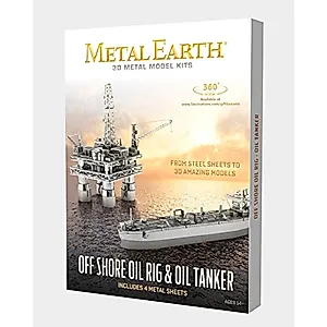 Fascinations Metal Earth Off Shore Oil Rig & Oil Tanker Gift Box Set 3D Metal Model Kit