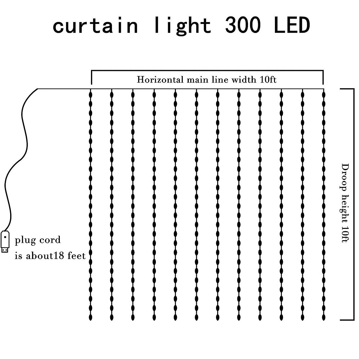 YAQIMIYA 300 LED Fairy Curtain Lights Plug in 10x10FT,8 Modes Window Wall Hanging Curtain String Lights for Bedroom Wedding Party Indoor Outdoor Decoration (Warm White)