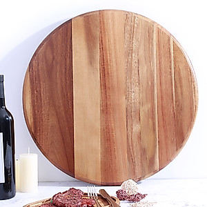 Heavy Duty Wood Lazy Susan Turntable, (20inch) Extra Large Acacia Kitchen Countertop Dinner Table Bearing Plate | Rotating Organizer Tray Disc Grazing Tray Cheese Board Charcuterie Platter