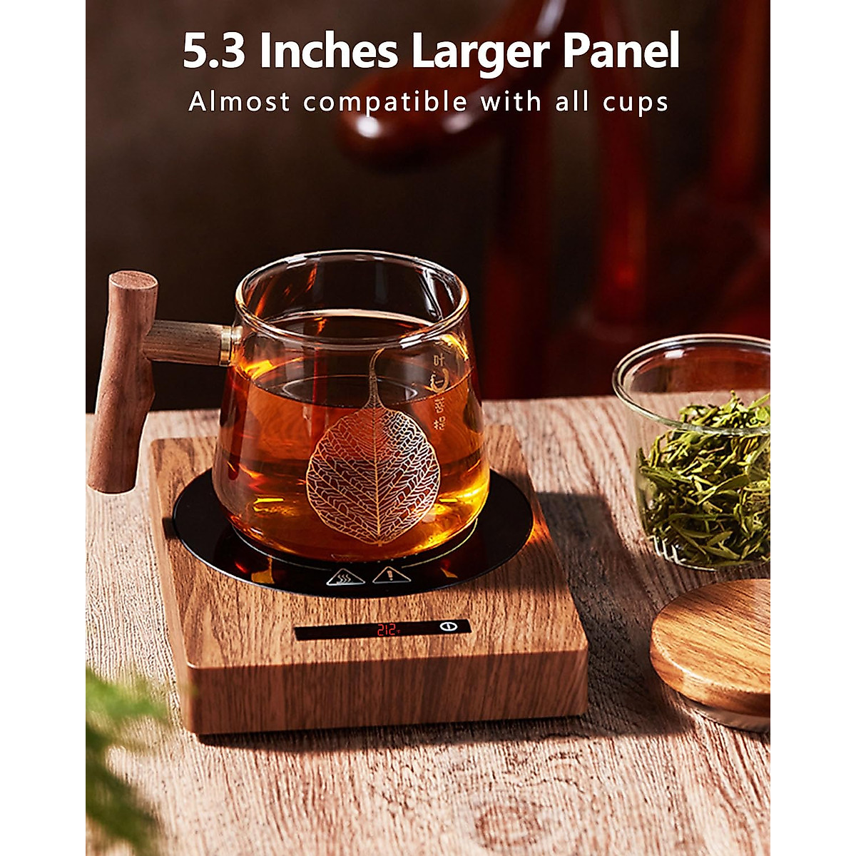 Mug Warmer, 200W Coffee Mug Warmer for Desk with Temperature Display, Candle Warmer for Large Jar, 5 Modes(113℉-212℉), 12h Timer, Ideal Coffee Gifts for Festival Birthday Women Men Mom Dad Grandma