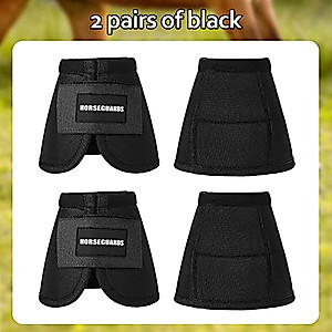 2 Pairs Horse Bell Boots Prevent Overreach Horse Bell Boots Long Lasting and Lightweight Horse Hoof Boots Equine Horse Supplies for Maximum Protection and Comfort, Black Colors, Large Size