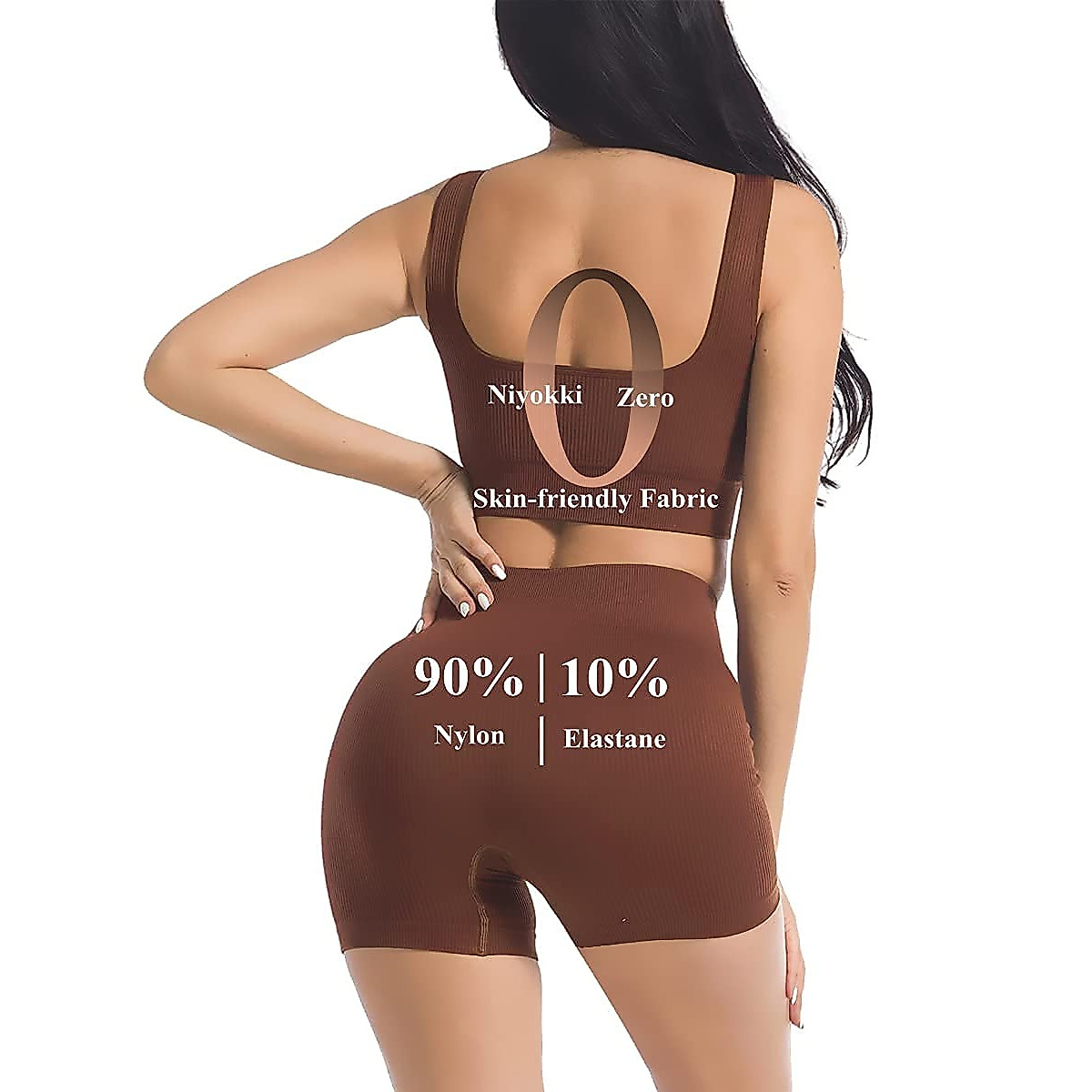 niyokki Workout Sets for Women 2 Piece, Cute YOGA Workout Set, Two Piece Workout Outfits,2 Pack (M, Coffe +white)