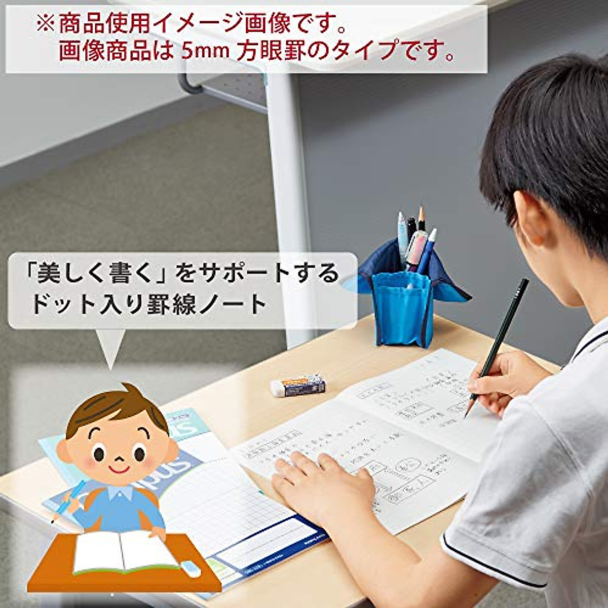 Kokuyo Campus Notebook, B 6mm(0.24in) Dot Ruled, Semi-B5, 30 Sheets, 35 Lines, Pack of 5, 5 Colors, Japan Improt (NO-3CBTNX5)