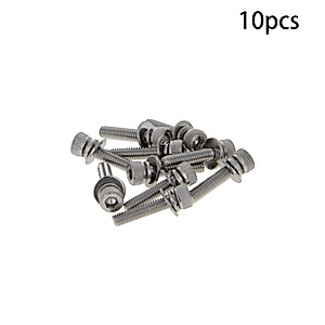 MroMax M2.5x12mm 304 Stainless Steel Hex Socket Head Cap Screws Inner Hex Machine Screws Bolts Combine with Spring Washer and Plain Washers Silver Tone 10Pcs