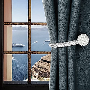 8 Pack Magnetic Curtain Tie Backs with Pearls,Modern Curtain Holdbacks Strap,Decoration for Kindergarten,Outside and Inside Drapes