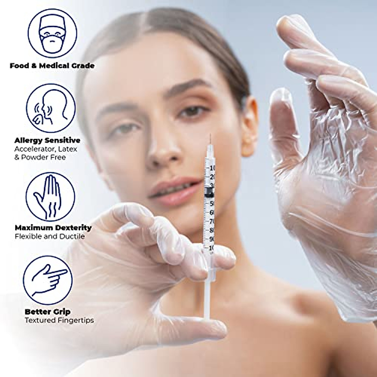 Safe Health Clear Vinyl Exam Gloves,S M L XL,100-Count 3 Mil Medical-Disposable Powder-Free Latex-Free Nursing-Office-Law Enforcement,Clear Large (L) Box of 100,FIY1043G