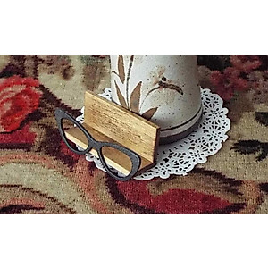 Cat Eyeglasses Style Wooden Desktop Business Card Holder