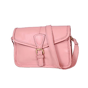 Aaron Leather Goods Crossbody Bags for Women Soft Leather Purses and Handbags Multi Pocket Shoulder Bag (Peach)