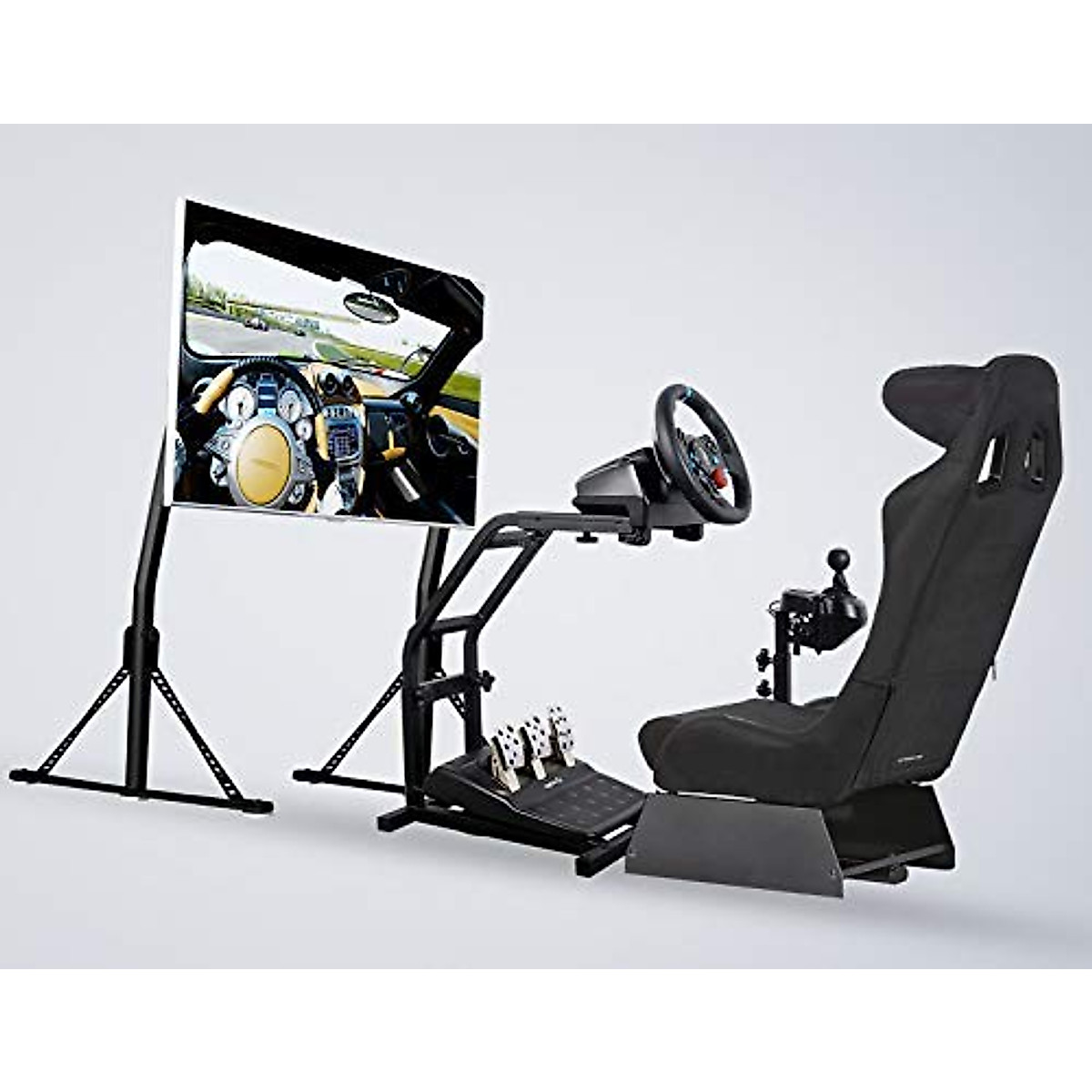 Oswerpon Racing Wheel Stand Fit for Logitech G25, G27, G29, G920 Steering Wheel Stand Height Adjustable Racing Simulator Gaming Stand - Wheel and Pedals Not Included