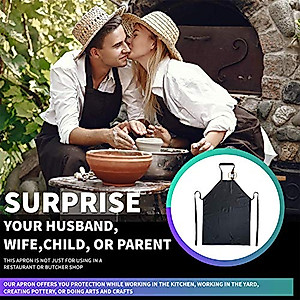 Aulett Home Waterproof Rubber Vinyl Apron Black - 40" Heavy Duty Model - Stay Dry When Dishwashing, Lab Work, Butcher, Dog Grooming, Cleaning Fish - Industrial Chemical Resistant Plastic