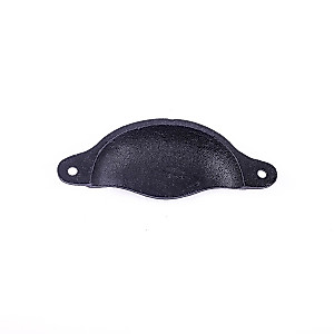 Renovators Supply Manufacturing Antique Black Cabinet Drawer Cup Bin Pull Wrought Iron 4.5" W x 1.5" H Kitchen Dresser Handles Rust Resistant Powder Coated Unique Pulls with Hardware Pack of 2