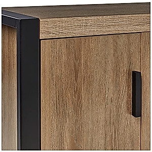 Walker Edison Industrial Modern Wood Universal TV Stand with Cabinet Doors and Open Shelves for TV's up to 64" Flat Screen Living Room Storage Entertainment Center, 60 Inch, Driftwood