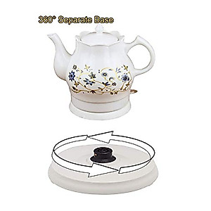 SieHam Kettles,Ceramic Cordless Kettle Teapot-Retro Red 1.8L Jug, 1000W Water Fast for Tea, Coffee, Soup, Oatmeal-Removable Base, Boil Dry Protection