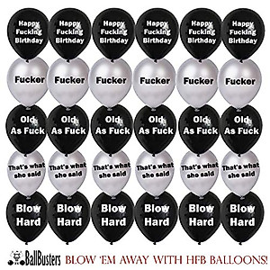 30 pc Funny Adult Birthday Balloons | Gag Gift for a Man Birthday~ Designed by BallBusters, a USA company (30 Black & Silver Balloons)