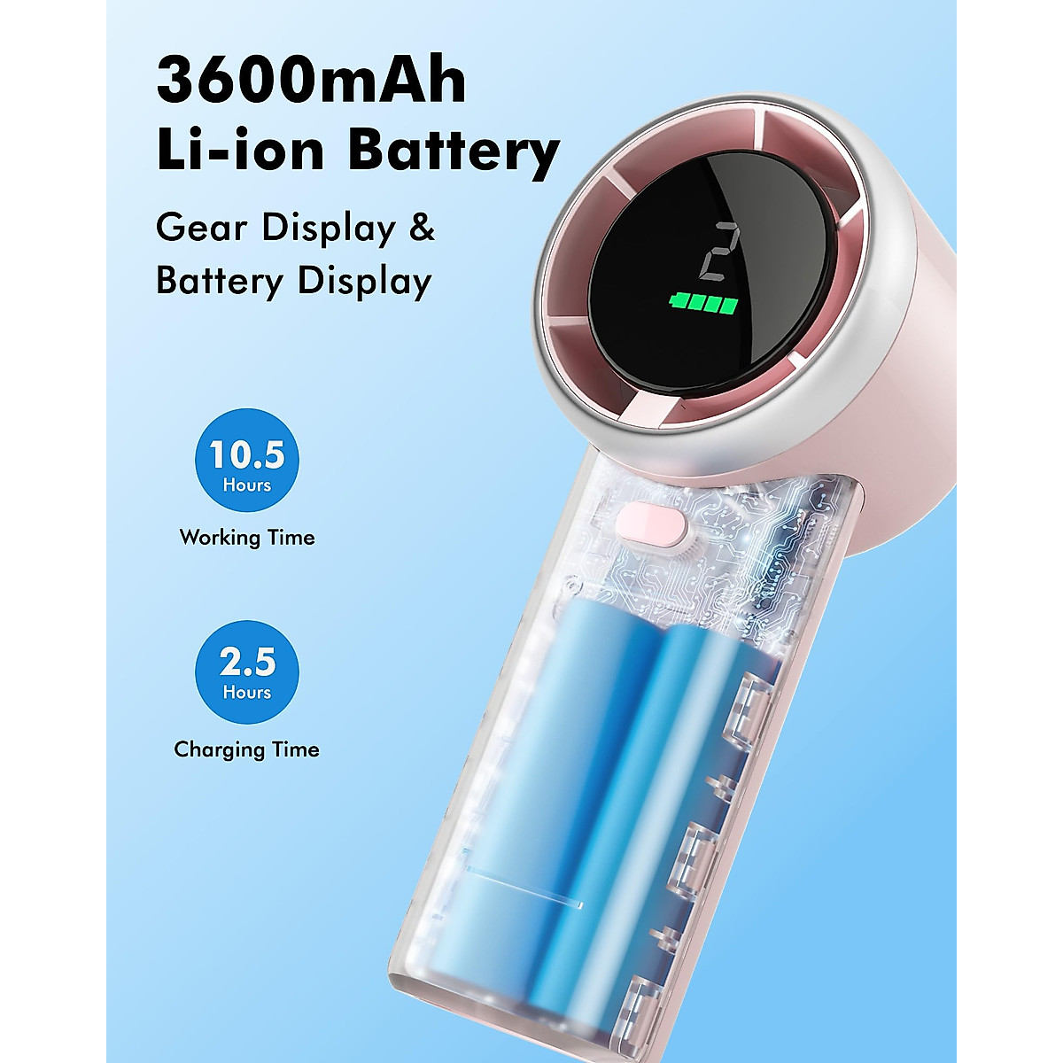 WHATOOK Portable Fan Handheld Mini Fan: High Speed Cooling Fan 10 Hours Battery Life Usb Rechargeable Personal Fan Small Essentials for Women Beach Travel Vacation(Pink)