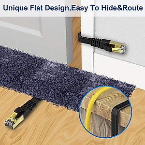 KASIMO Cat 7 Ethernet Cable 5 FT, Cat 7 Gigabit LAN Network Cable RJ45 High-Speed Flat Ethernet Cable 10Gbps 600Mhz/s STP Compatible with PC,Game Console,PS4, PS5,Switch,Modem,Smart TV,Patch Panel