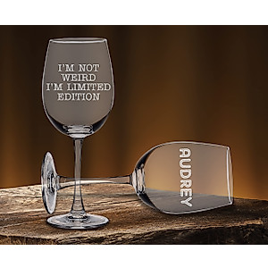 TEEAMORE Personalized Wine Glass Add Your Name Text Valentiness Day Birthday Anniversary Laser Engraved Stemmed Wine Glass 16oz