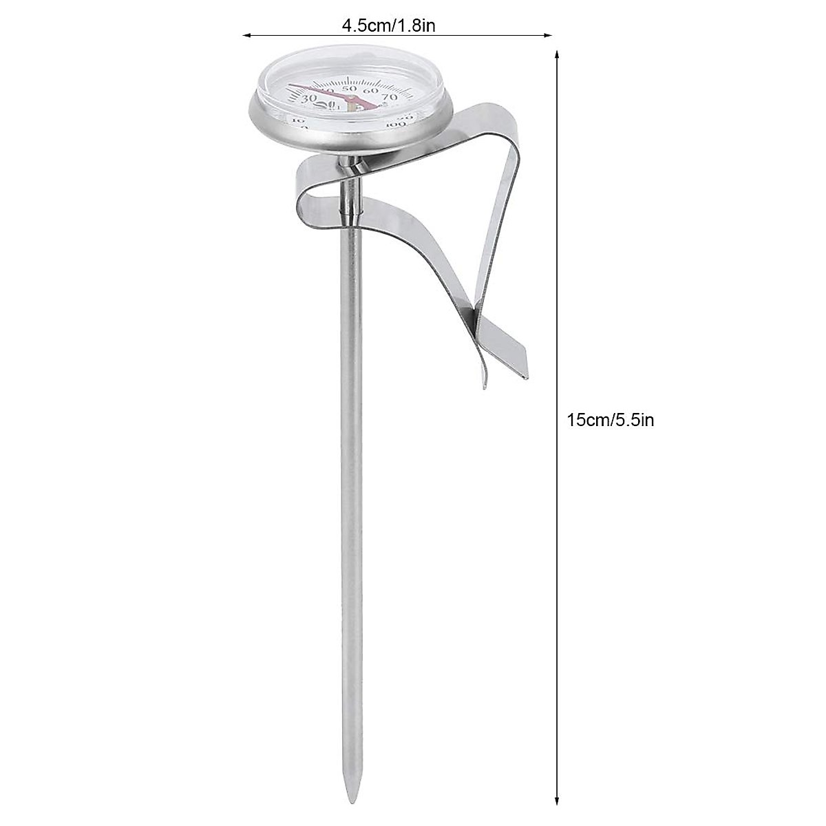 Dial Thermometer, Instant Read Multi-Purpose Thermometer with Clip for Milk, Beverage, Steaming, Coffee((Short Type))