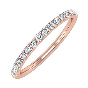 1/4 Carat Round Diamond Wedding Band Ring in 10K Rose Gold (Ring Size 7)
