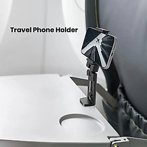 Klearlook Travel Essentials Airplane Phone Holder, Universal Phone Stand for Desk with 360 Degree Rotation, Travel Must Haves Phone Mount for Tray Table, Handsfree Travel Accessories for Flying