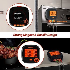 Inkbird WiFi Grill Thermometer, Wireless BBQ Thermometer for Grilling Roasting Cooking Smart Digital Remote Meat Thermometer with Graph Alarm Timer 4 Probes Rechargeable