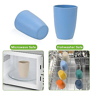 Mfacoy Wheat Straw Cups Set of 6, 12 oz Unbreakable Drinking Cups, Reusable Cups, Stackable Tumbler Cups, Colourful Water Cup Set for Kitchen, BPA Free, Dishwasher & Microwave Safe, Cups with 6 Colors