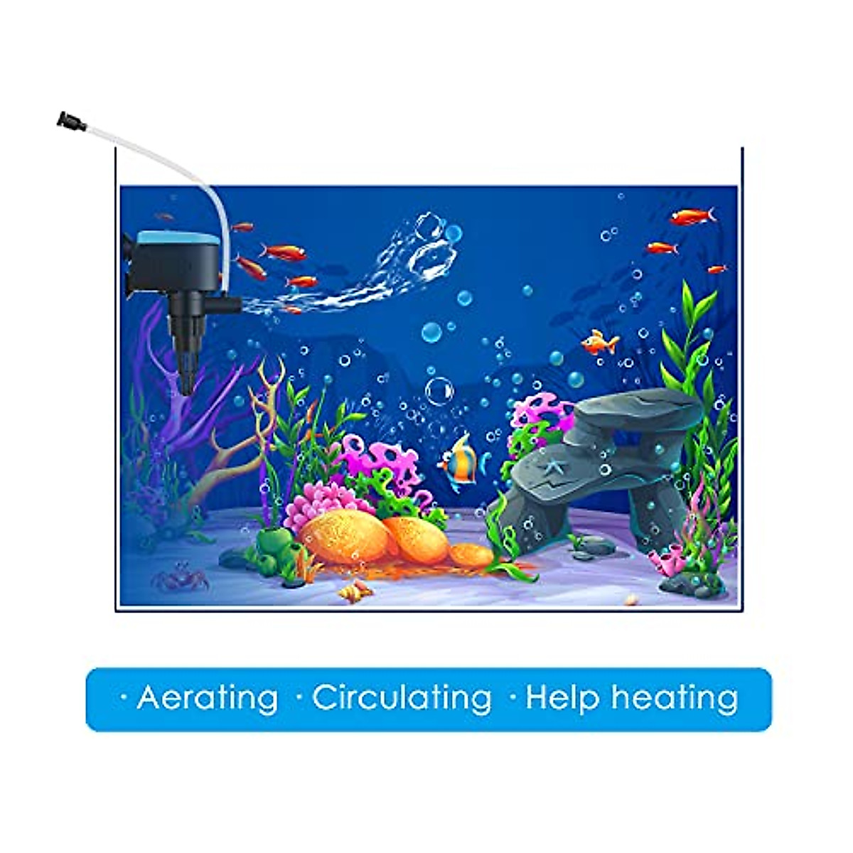 Kulife Aquarium Powerhead 130 GPH Circulating Water Pump for 10-40 Gallon Fish Tanks with Aerating Features