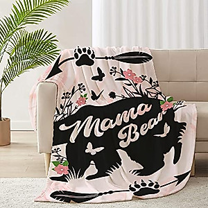 Tuxhhzdda Mama Bear Blanket and Throw, Gifts for Wife Xmas, Gift to Mom, Moms from Daughter, Super Soft Adorable Fleece Blanket for Sofa Outdoor Size:80x60 Inches