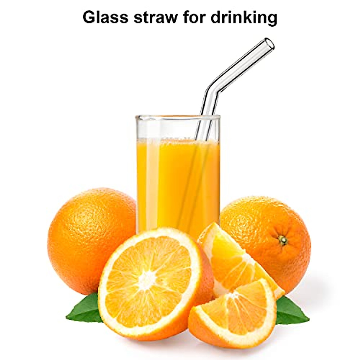 LIFEHIM Reusable Straws Glass Straws Bent: Wide Glass Straws Long 10 inch Straws Glass 10mm Glass Drinking Straws Thick Glass Smoothie Straws Clear