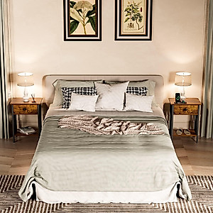 Nightstands Set of 2, Modern Bedside Tables End Table Set of 2 with Drawer and Storage Shelf, Side Tables X-Design Legs for Living Room Bedroom, Brown