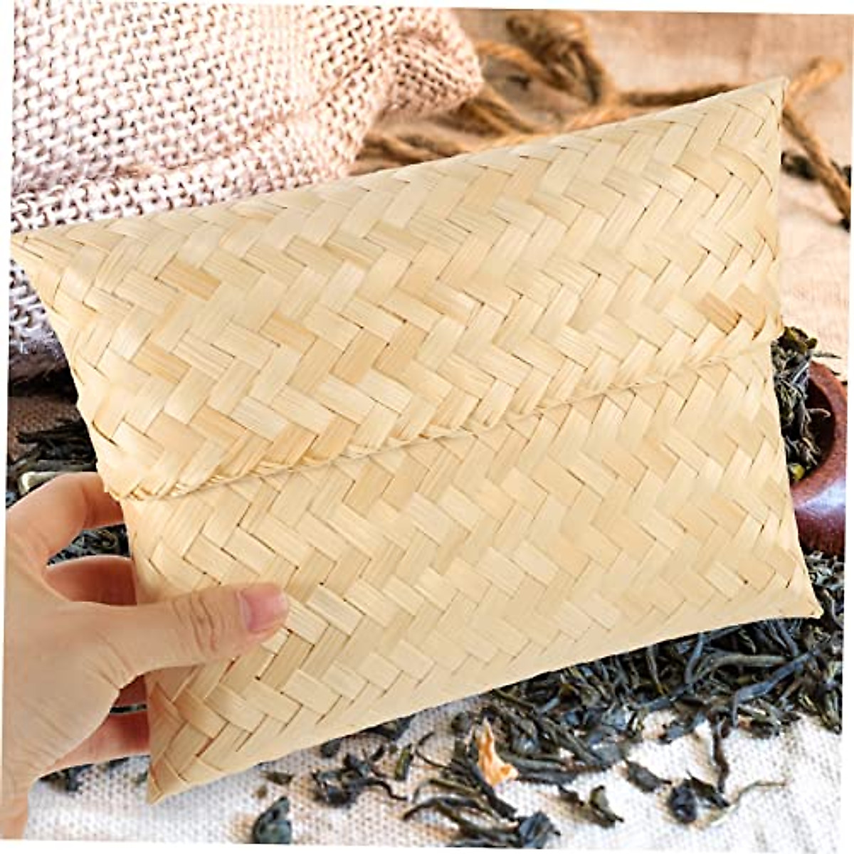 Hemoton 5pcs Bamboo Pillow Gift Box Pallet Racking Tablescape Decor Thai Sticky Rice Pillow Box Woven Sundries Basket Small Bamboo Woven Box Desktop Organizer Woven Baskets for Storage