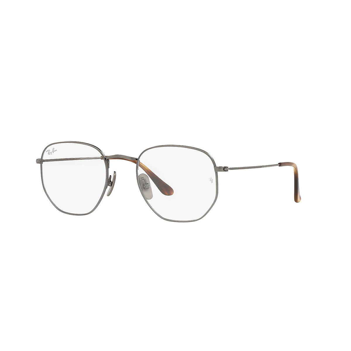 Ray-Ban RX8148V Hexagonal Titanium Prescription Eyewear Frames, Demigloss Gunmetal/Demo Lens, 54 mm