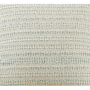 SARO LIFESTYLE Celeste Collection Woven Line Throw Pillow With Poly Filling, 16" x 24", Aqua