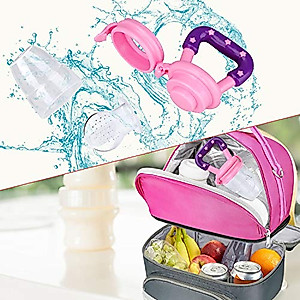 3 Pack Baby Food Feeder Fruit Food Silicone Nipple Teething Toy Reusable Aching Gums Pacifier,Pink
