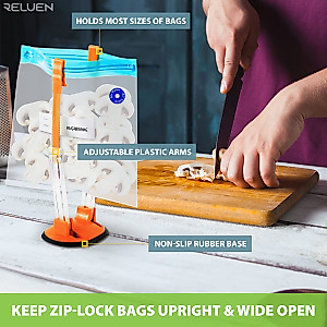 Baggy Rack Stands, 6 Pack, Adjustable Hands Free Clips for Food Storage Bags Plastic Freezer Bags, Bag Holders