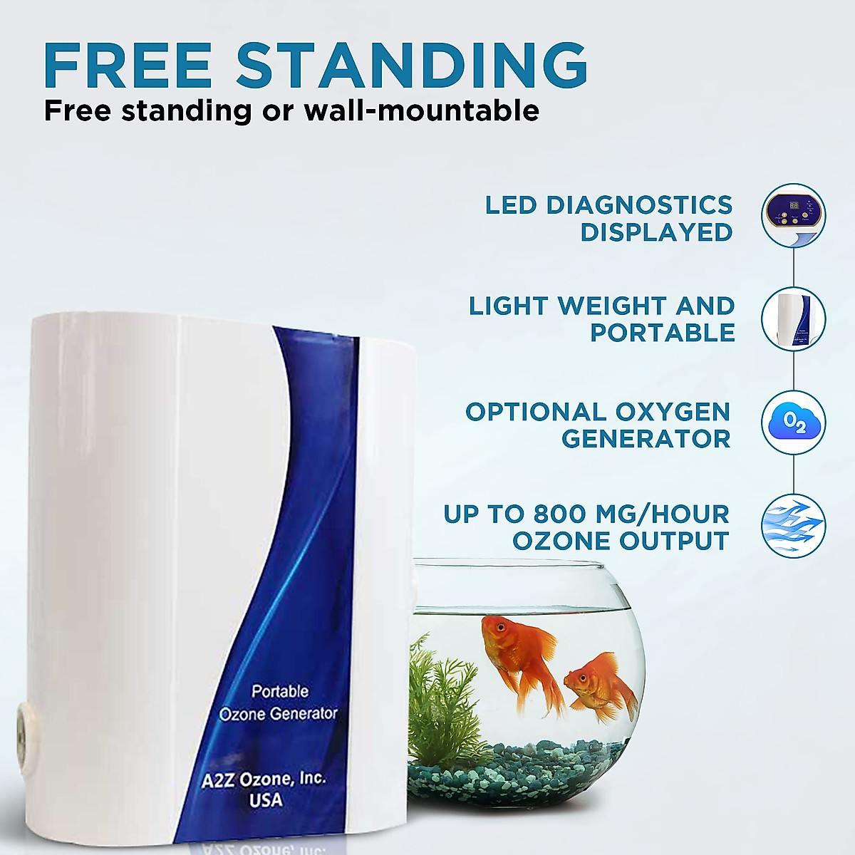 Aqua-8 Water Ozone Generator, up to 800 mg/h, High-Capacity Ozone Machine, Home Ozone Generator for cleaning fruits, fish tanks, vegetables