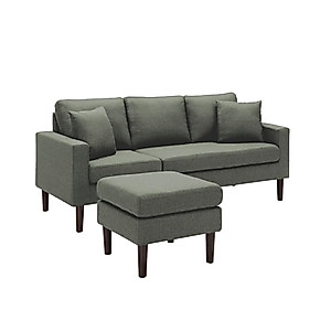 FANCUF 72" Sectional Sofa Left Hand Facing with 2 Pillows Suitable for Liveing Room Dark Grey Fabric