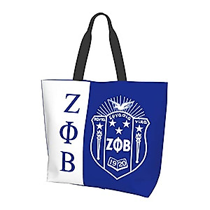 Lunch Bag Tote Bag Ze-ta Beta Large Women Reusable Beach Bags Shoulder Bag Handbag Waterproof for Travel Shopping One Size