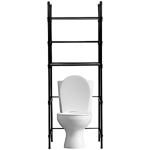 PTMTFYL Over The Toilet Storage Shelf, 3 Tier Storage Cabinet Over Toilet, Behind Toilet Shelf, Above Toilet Storage Rack, Bathroom Organizer Freestanding Toilet Shelf Space Saver (Black)