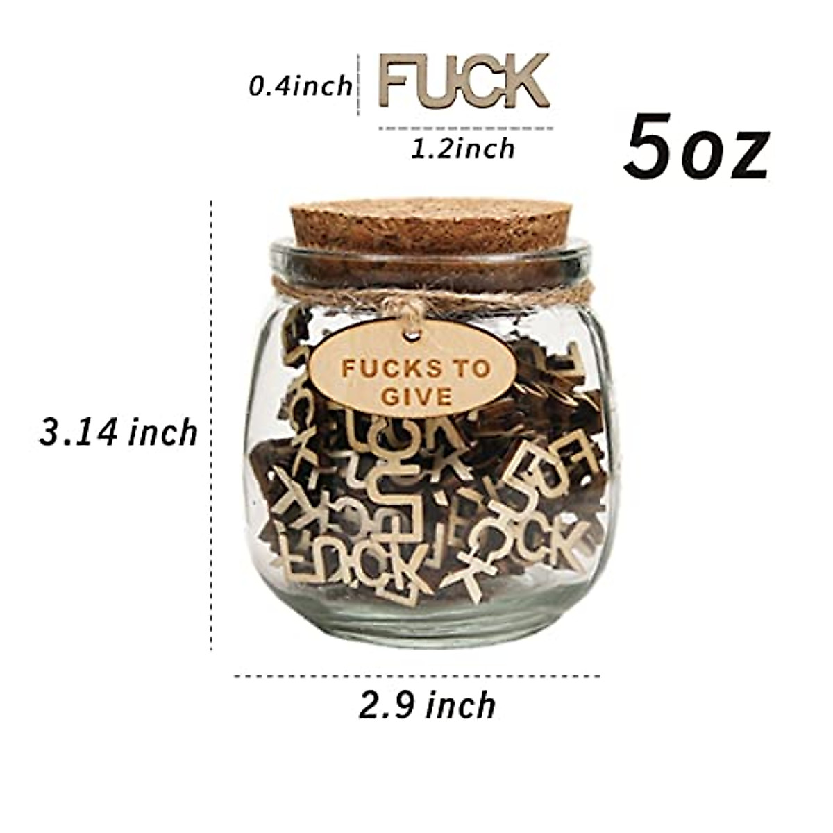 Jar of Fucks Gift Jar Fucks to Give Fuck Wooden Cutout Letter Piece Bad Mood Vent Spoof Birthday Day,Holiday.Encouragement Gift
