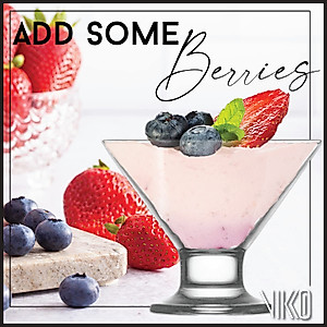 Vikko Dessert Bowls, 5.5 Ounce Ice Cream Sundae Bowls, Set of 6 Footed Dessert Cup For Ices, Pudding, Fruit, and More, Dishwasher Safe