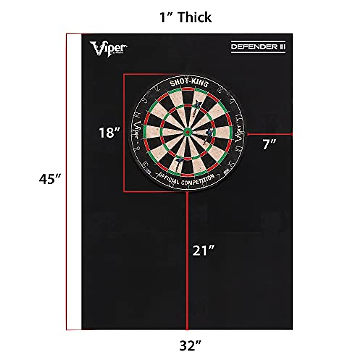 Viper by GLD Products Defender III Extended Length Dartboard Surround Wall Protector, Black, One Size