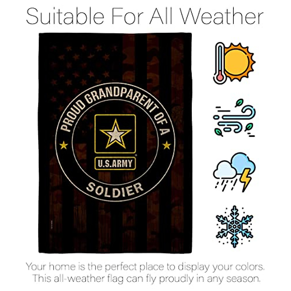 US MILITARY Proud Grandparent Army Burlap Garden Flag-Armed Forces Rangers United State American Military Veteran Retire Official House Decoration Banner Small Yard Gift Double-Sided, Made in USA