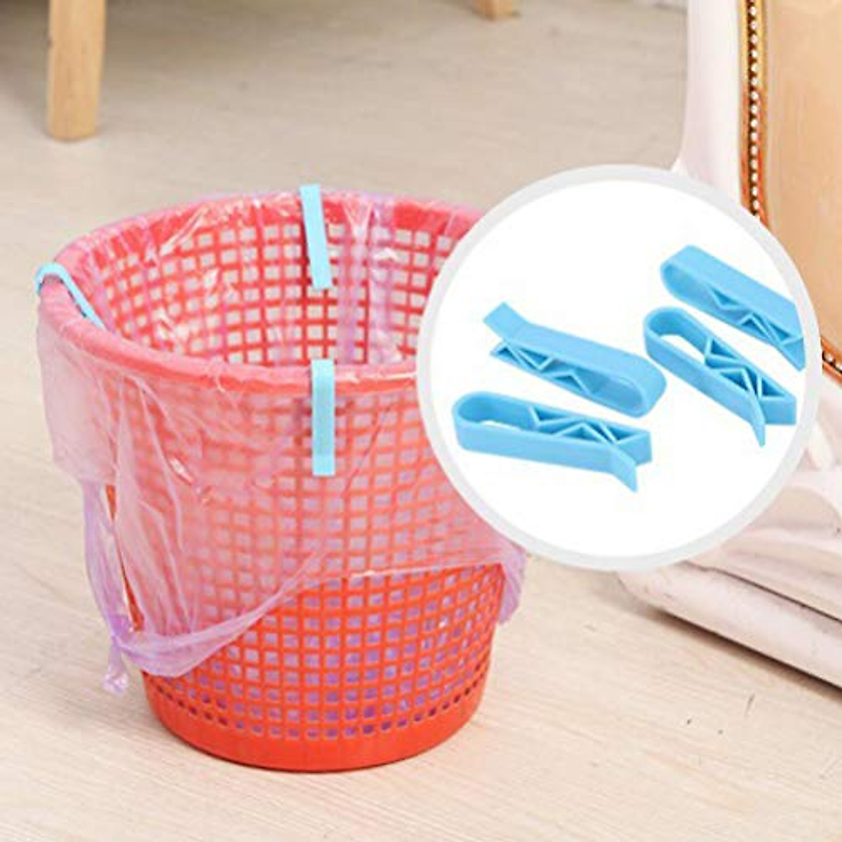 Cabilock 20pcs Trash Bag Clip Simple Pratical Fixed Waste Bin Bag Holder Rubbish Clip Garbage Can Clamp Holder (Blue)