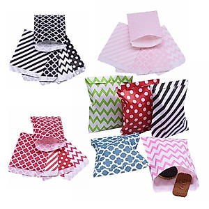 Tvoip 50 Pcs 5 x 7 Inches White and Black Striped Paper Bags,Holiday Wedding Christmas Favor Candy Treat Bags