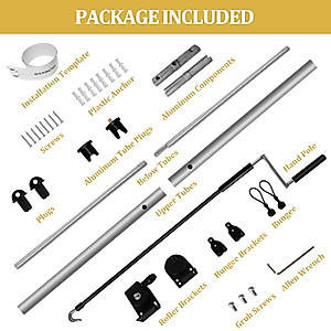 Shade&Beyond Outdoor Roller Shades 7' W x 6' H Cordless Patio Roll Up Blinds Exterior Shade Cloth Roll for Porch Gazebo Pergola Balcony Backyard, 2 Poles and 1 Piece Fabric, Blue Gray